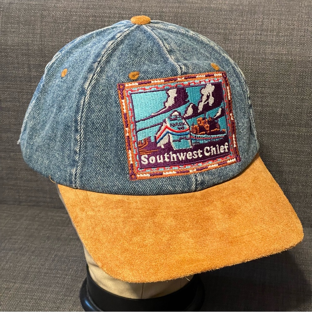 Vintage Southwest Chief Amtrak Denim & Suede Stapback… - Gem